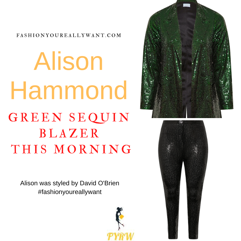 Alison Hammond Green Sequin Blazer This Morning December 2022 – Fashion ...