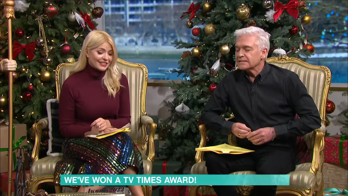 Holly Willoughby Rainbow Sequin Skirt This Morning December 2022 ...