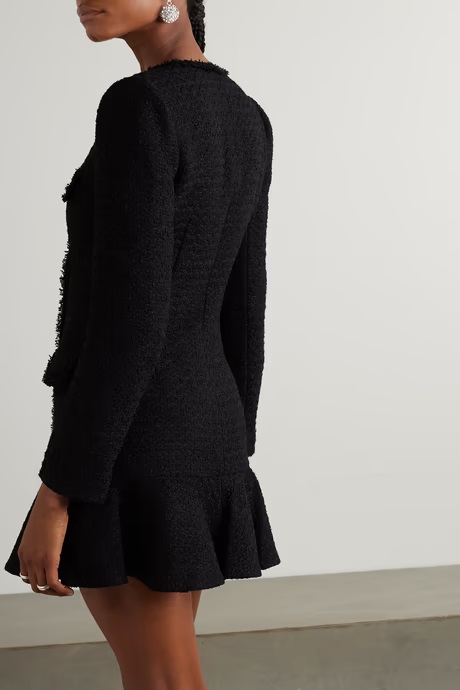 Claudia Winkleman Black Bouclé Mini Dress Strictly Come Dancing Week 8 ...