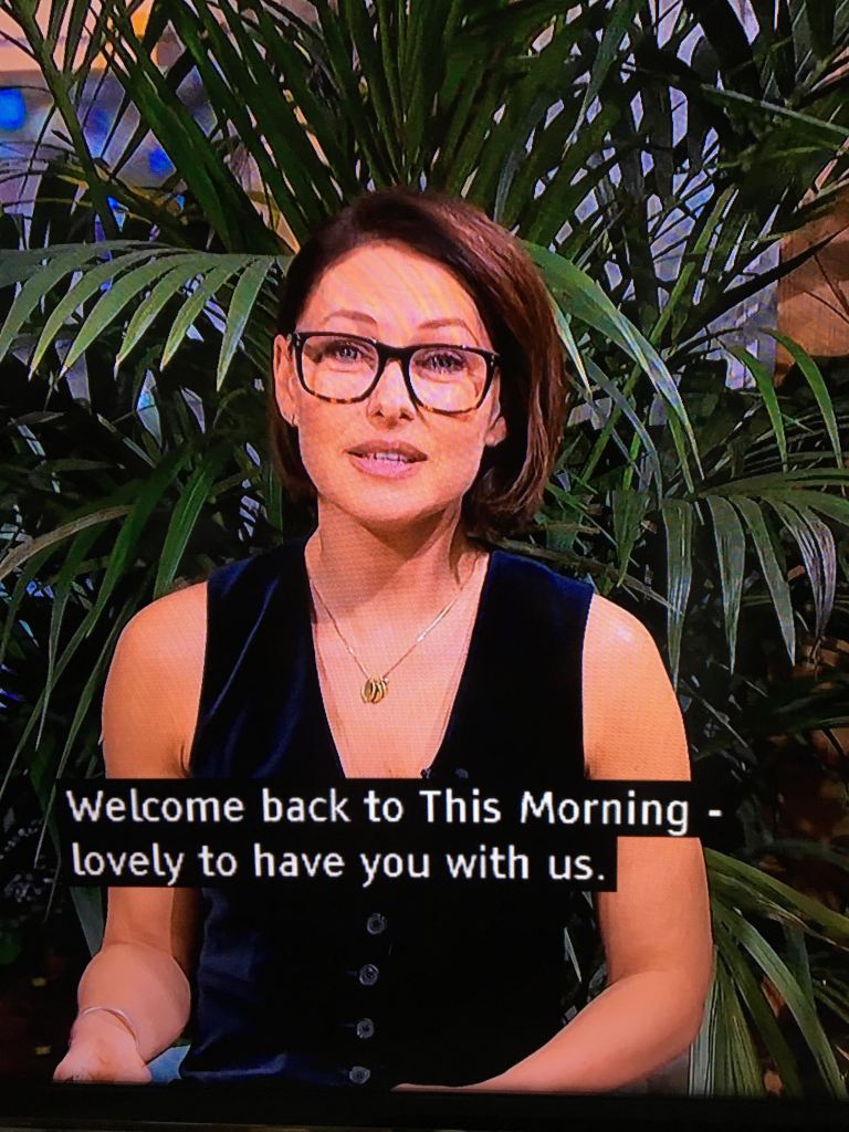 Emma Willis Velvet Waistcoat and Trousers This Morning December 2023 ...