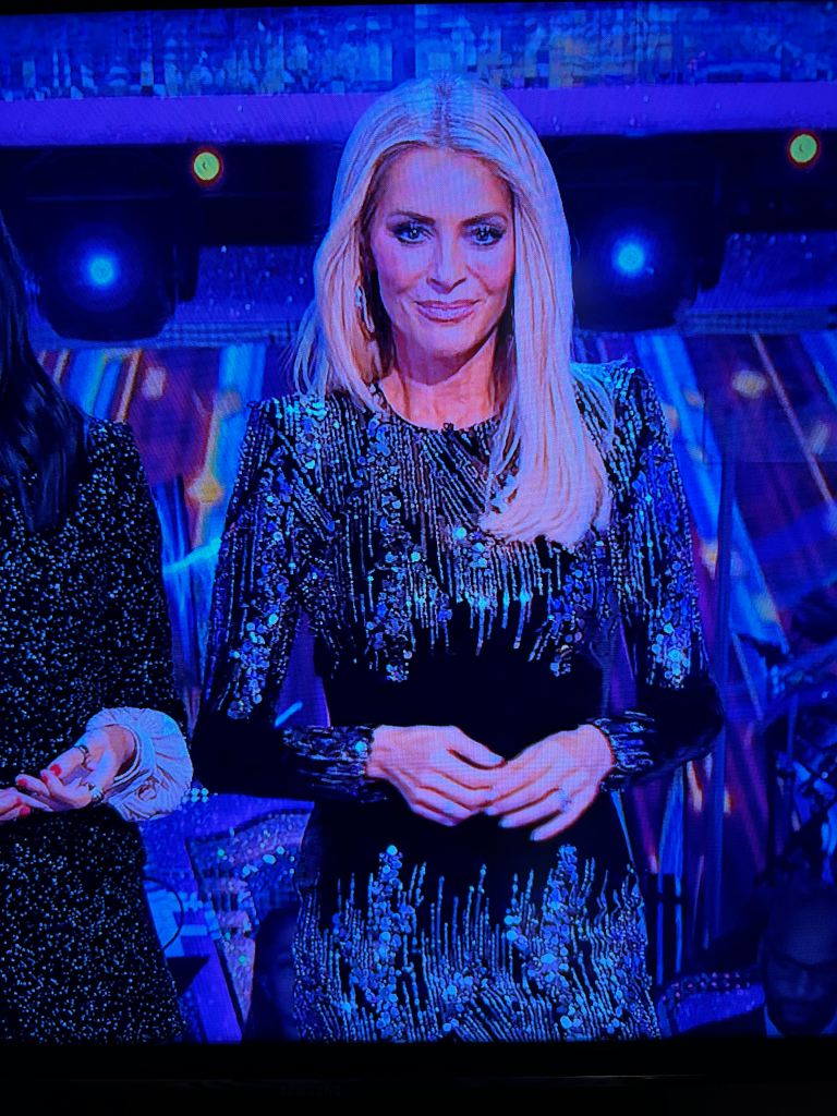 Tess Daly Black & Gold Mini Dress Strictly Come Dancing Semi Final 2024 ...