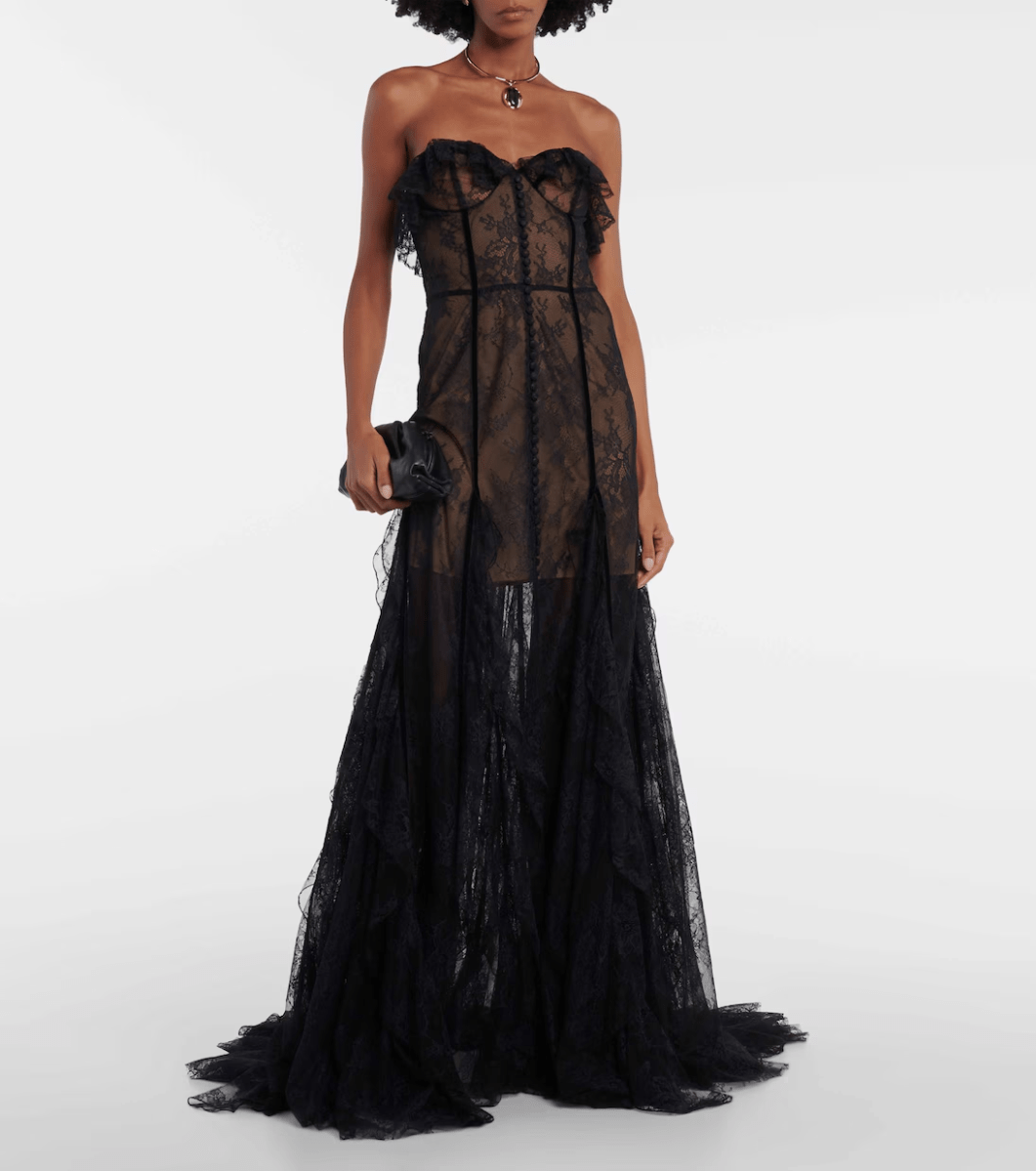 Claudia Winkleman Black Ruffle and Tulle Dress The Traitors 2025 ...