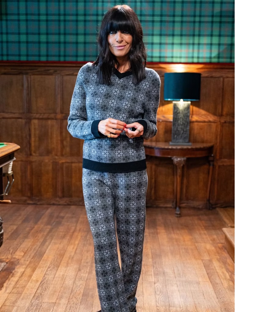 Claudia Winkleman Grey Jacquard Knit Co Ord The Traitors 2025 – Fashion ...