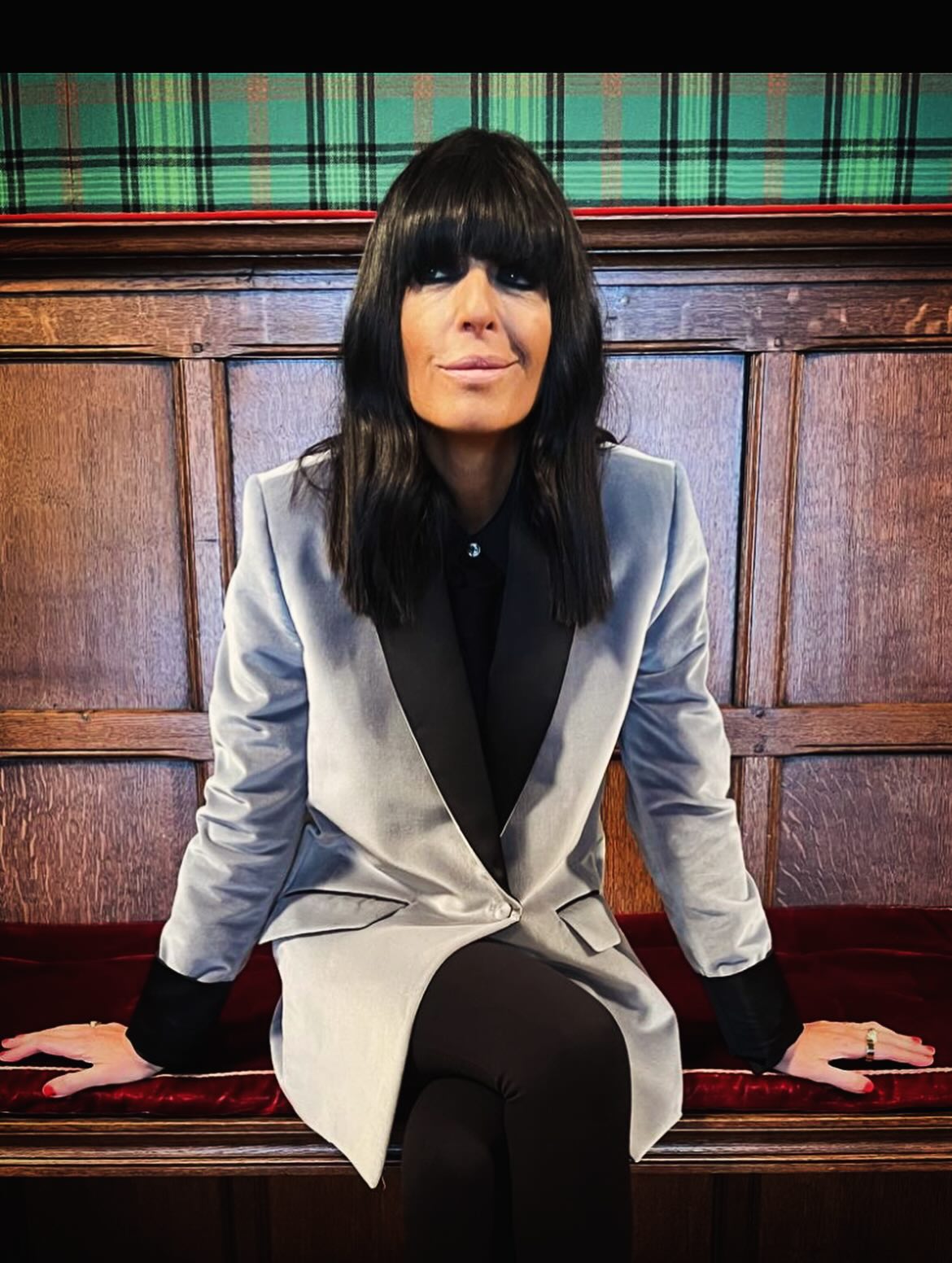 Claudia Winkleman Dusky Blue Velvet Blazer Celebrity Traitors 2025 ...