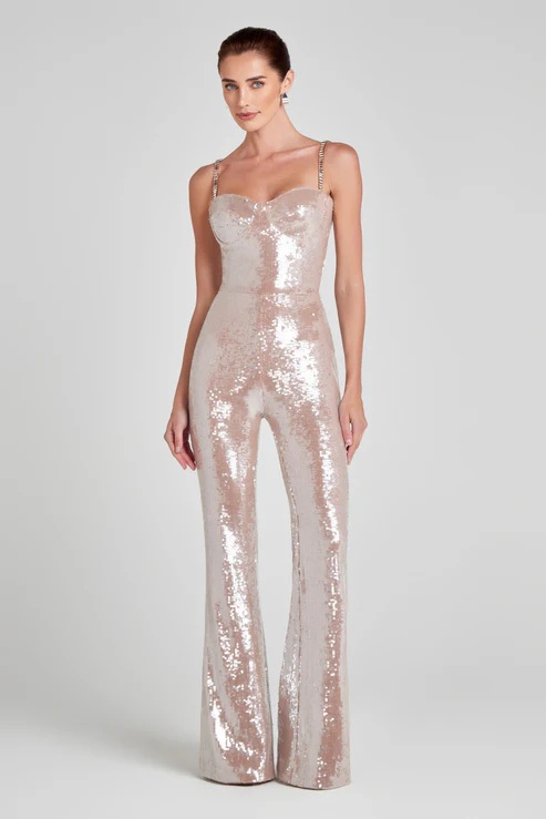 Tess Daly Champagne Sequin Jumpsuit Strictly Come Dancing Semi Final ...
